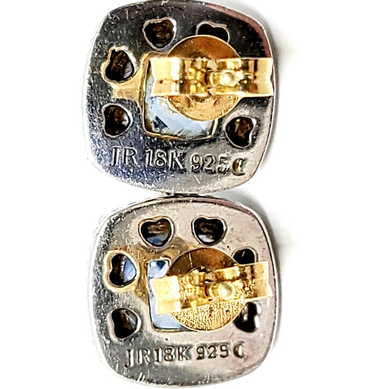 Judith Ripka JR Two Sterling Silver 18 Karat Gold Blue Quartz Diamond ...