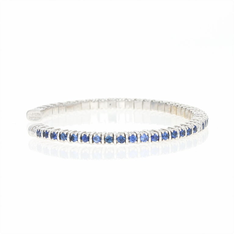 Judith Ripka Sapphire and Diamond Cuff Bracelet, 18K Gold Round Cut 4. ...
