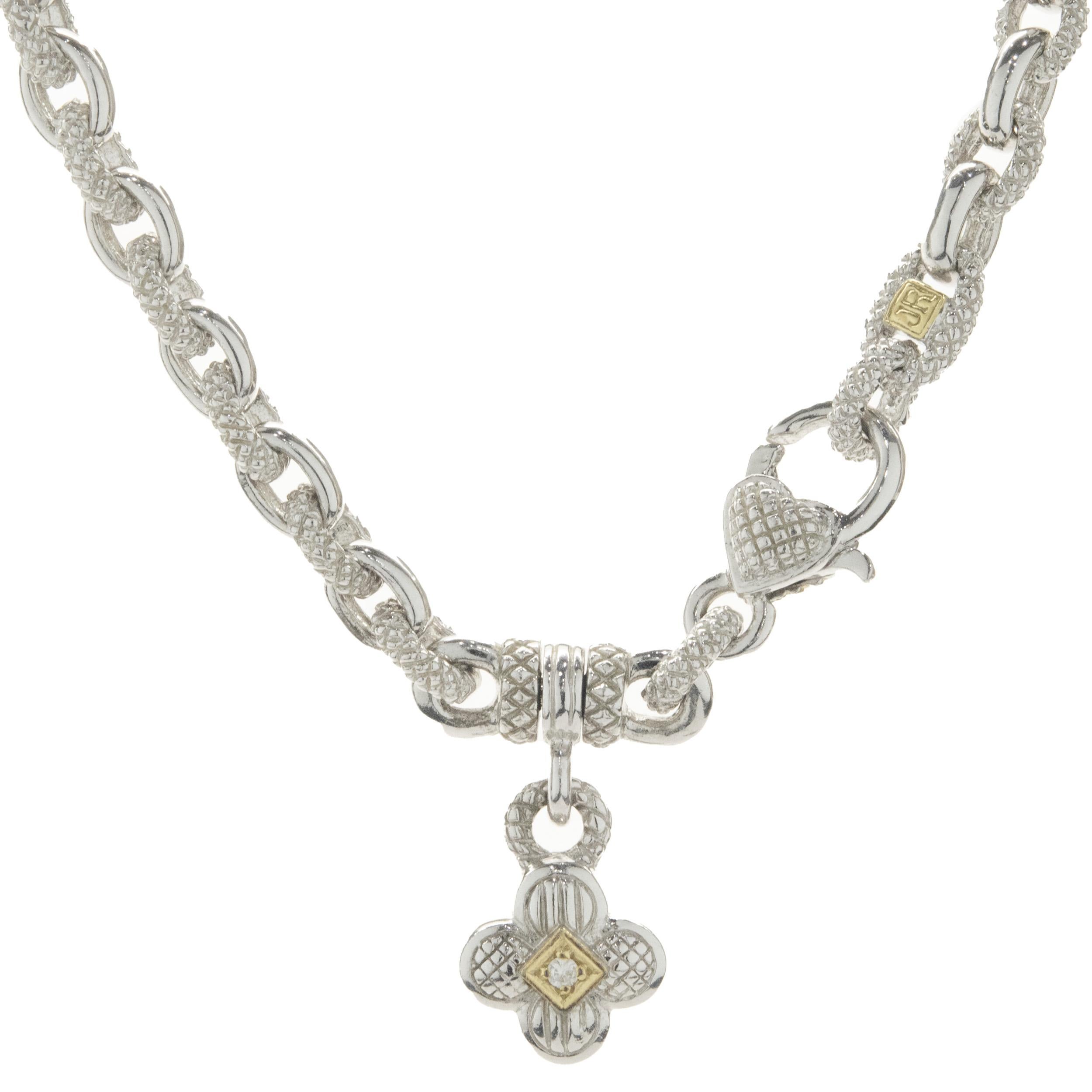 Judith Ripka Sterling Silver and 18 Karat Yellow Gold Clover Necklace ...
