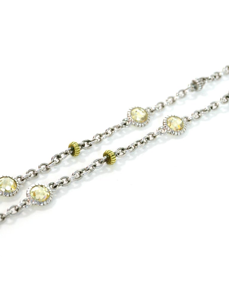 Judith Ripka Sterling Silver/18K Gold Chain Necklace W/ Faceted Canary ...