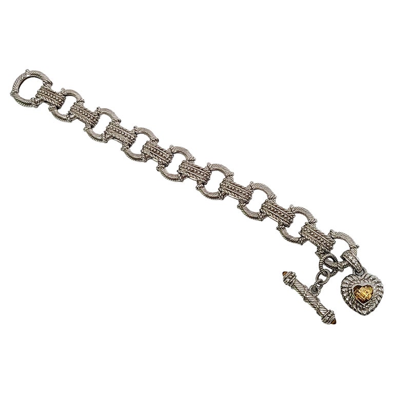 Judith Ripka Sterling Silver Citrine Heart Toggle Bracelet at 1stDibs