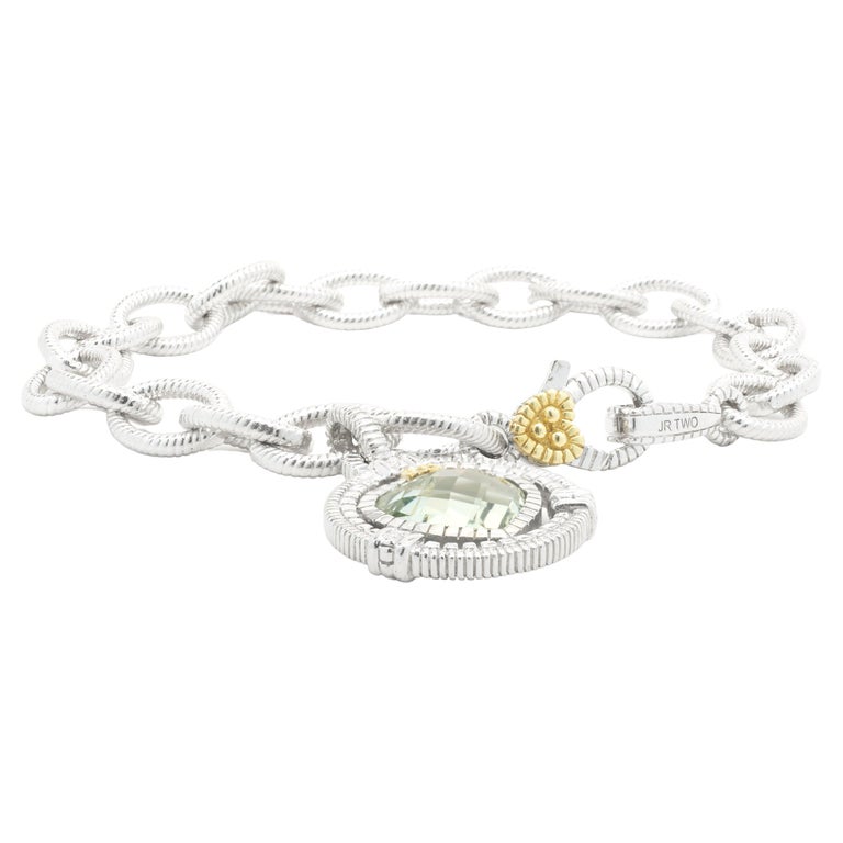 Judith Ripka Sterling Silver Green Amethyst Heart Bracelet For Sale at ...