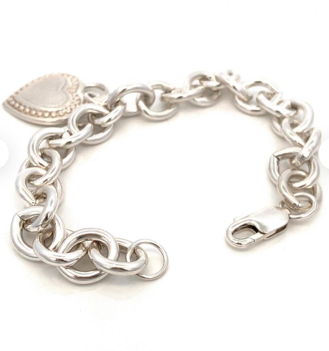 Judith Ripka Sterling Silver Heart Charm Bracelet Lobster Clasp 7.5 ...