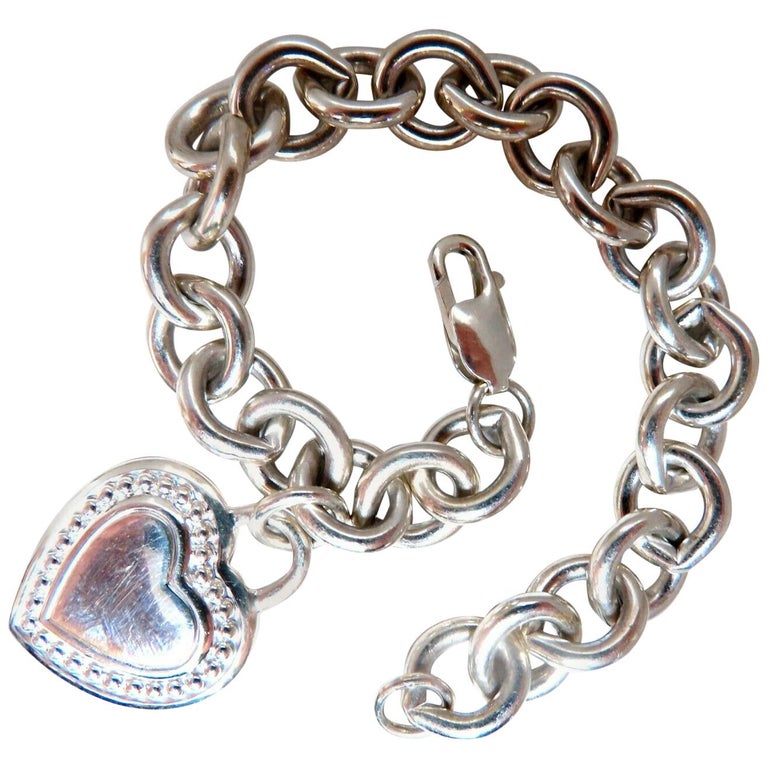 Judith Ripka Sterling Silver Heart Charm Link Bracelet at 1stDibs ...