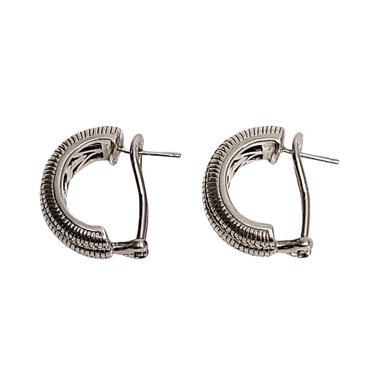Judith Ripka Sterling Silver Huggie Half Hoop Omega Back Earrings at ...