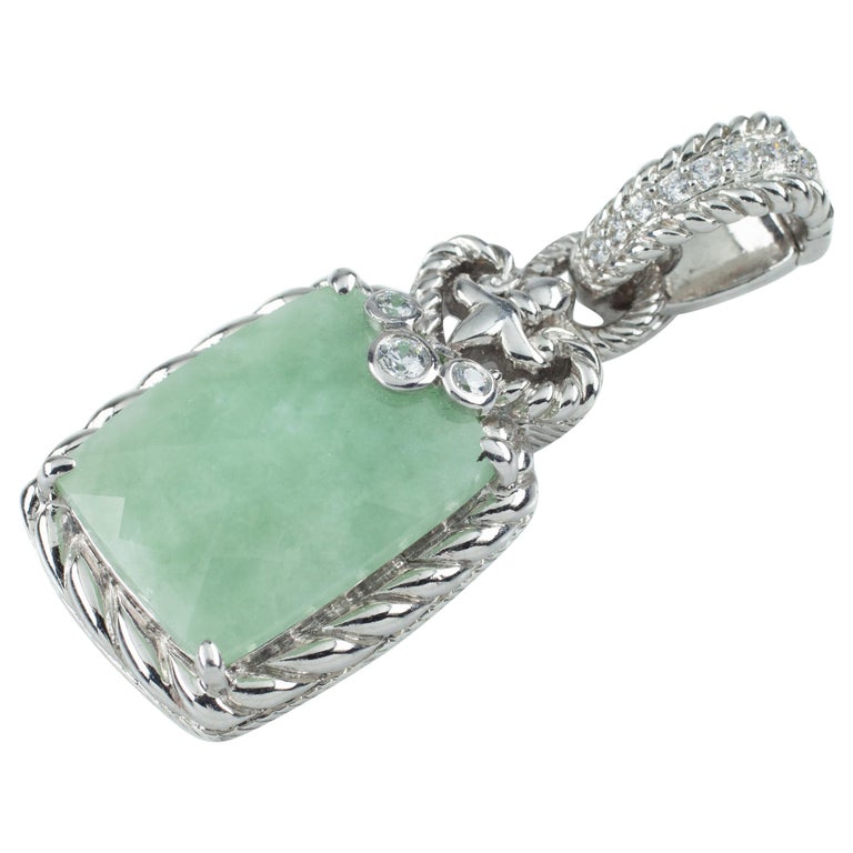 Judith Ripka Sterling Silver Jade Enhancer w/ Diamonique Accents Great ...