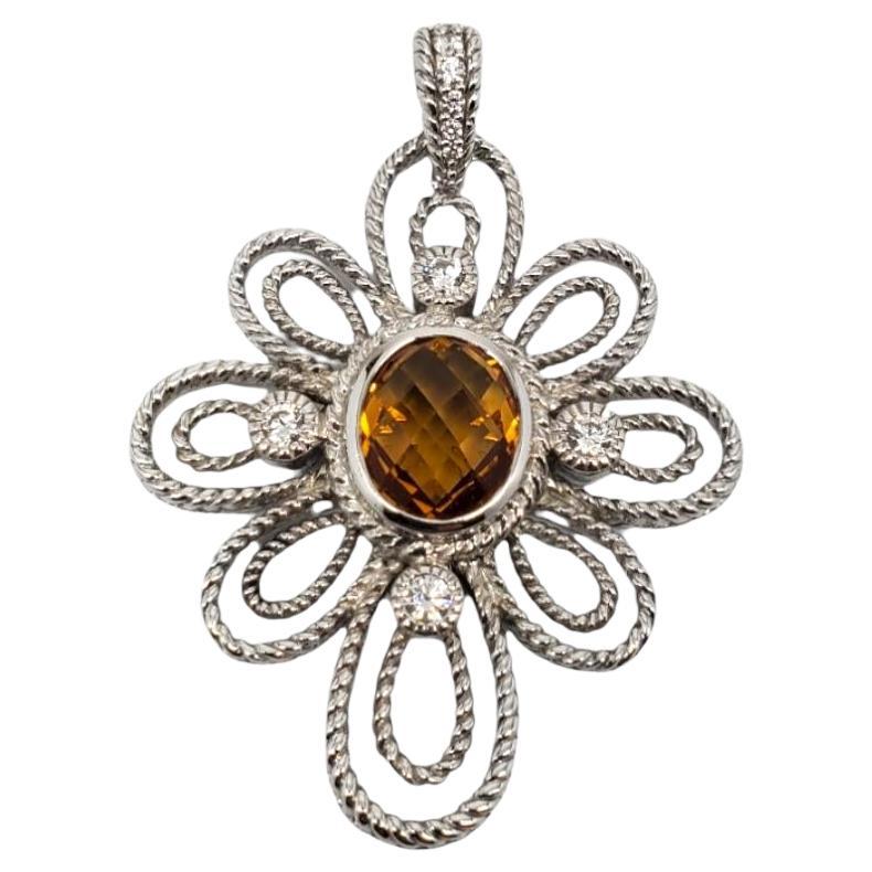 Judith Ripka 14K Yellow Gold Open Circle CZ Pendant Necklace #19729 For ...