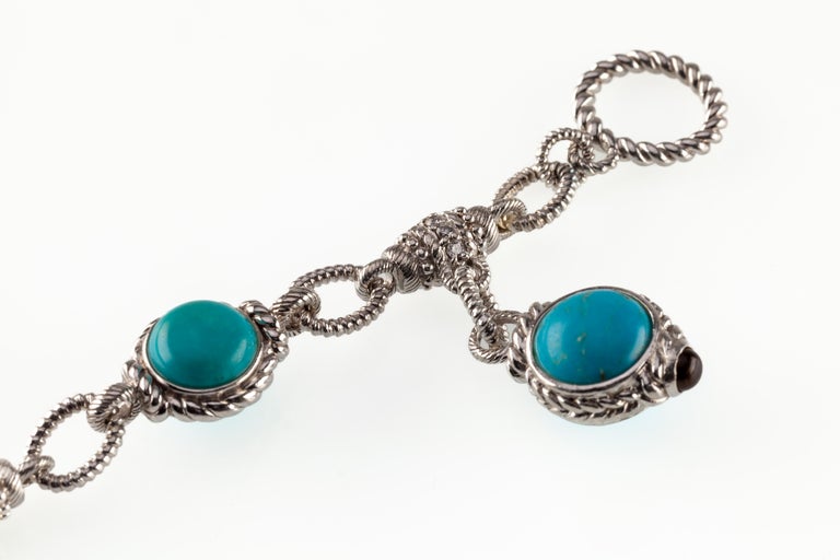 Judith Ripka Sterling Silver Turquoise Sleeping Beauty Bracelet with ...