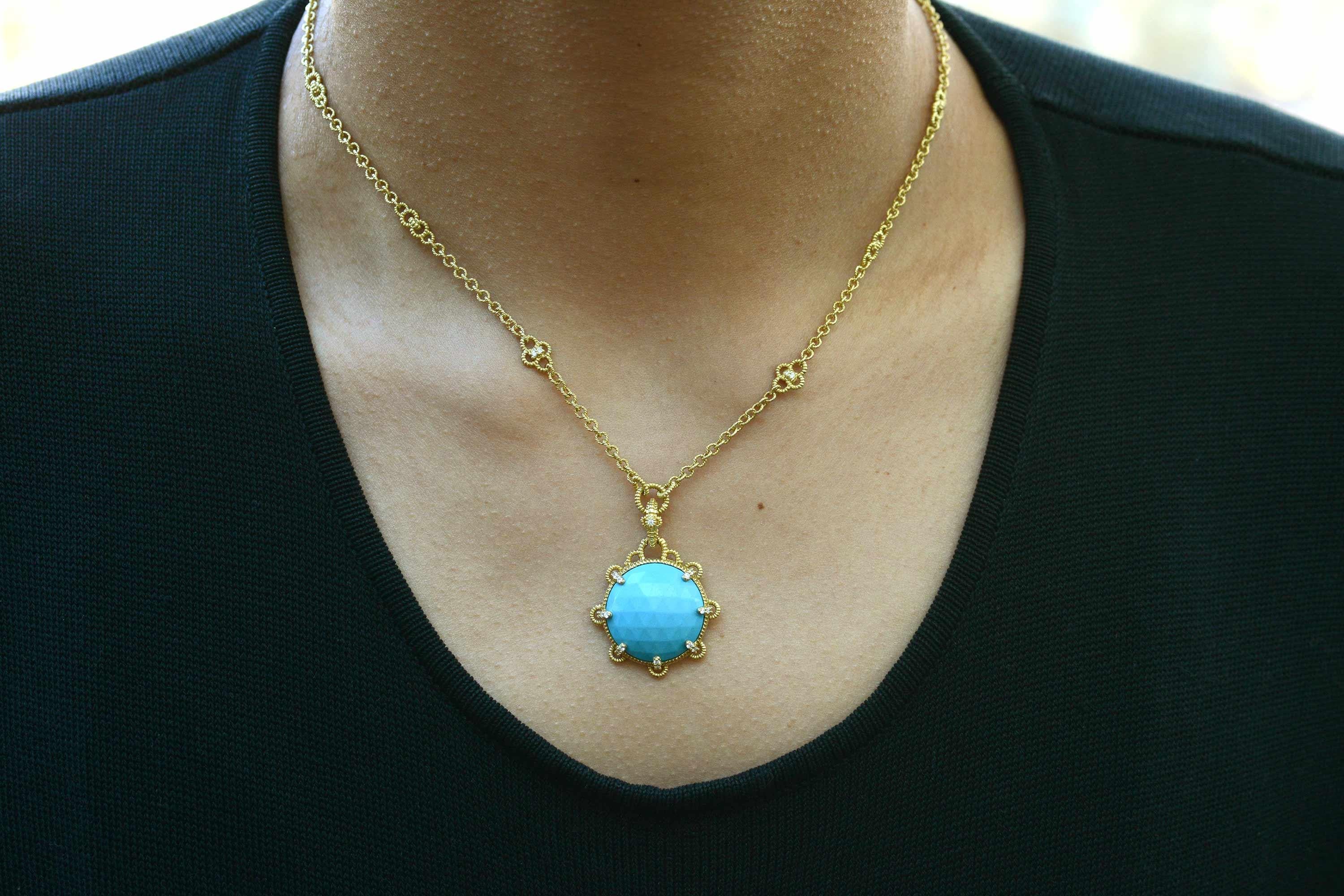 Judith Ripka Turquoise Necklace Etruscan Revival 18K Yellow Gold Links ...
