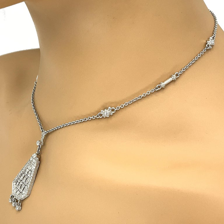 Judith Ripka Vintage Diamond Pendant Necklace For Sale at 1stDibs