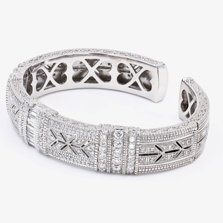 Judith Ripka Wide Diamond Cuff Bracelet 18 Karat White Gold at 1stDibs ...