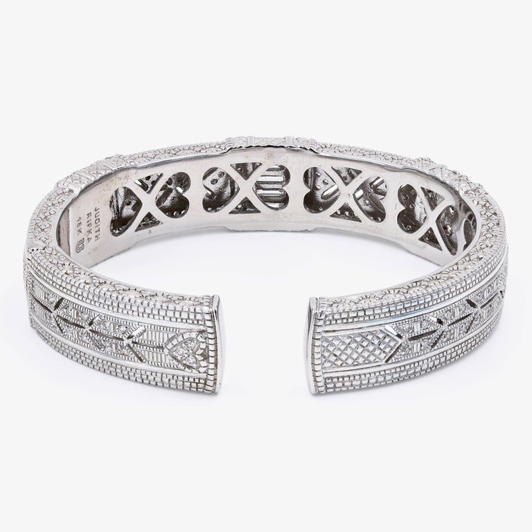 Judith Ripka Wide Diamond Cuff Bracelet 18 Karat White Gold at 1stDibs ...
