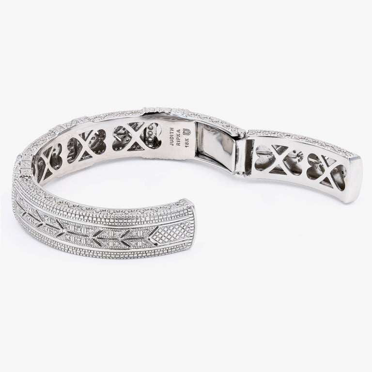 Judith Ripka Wide Diamond Cuff Bracelet 18 Karat White Gold at 1stDibs ...