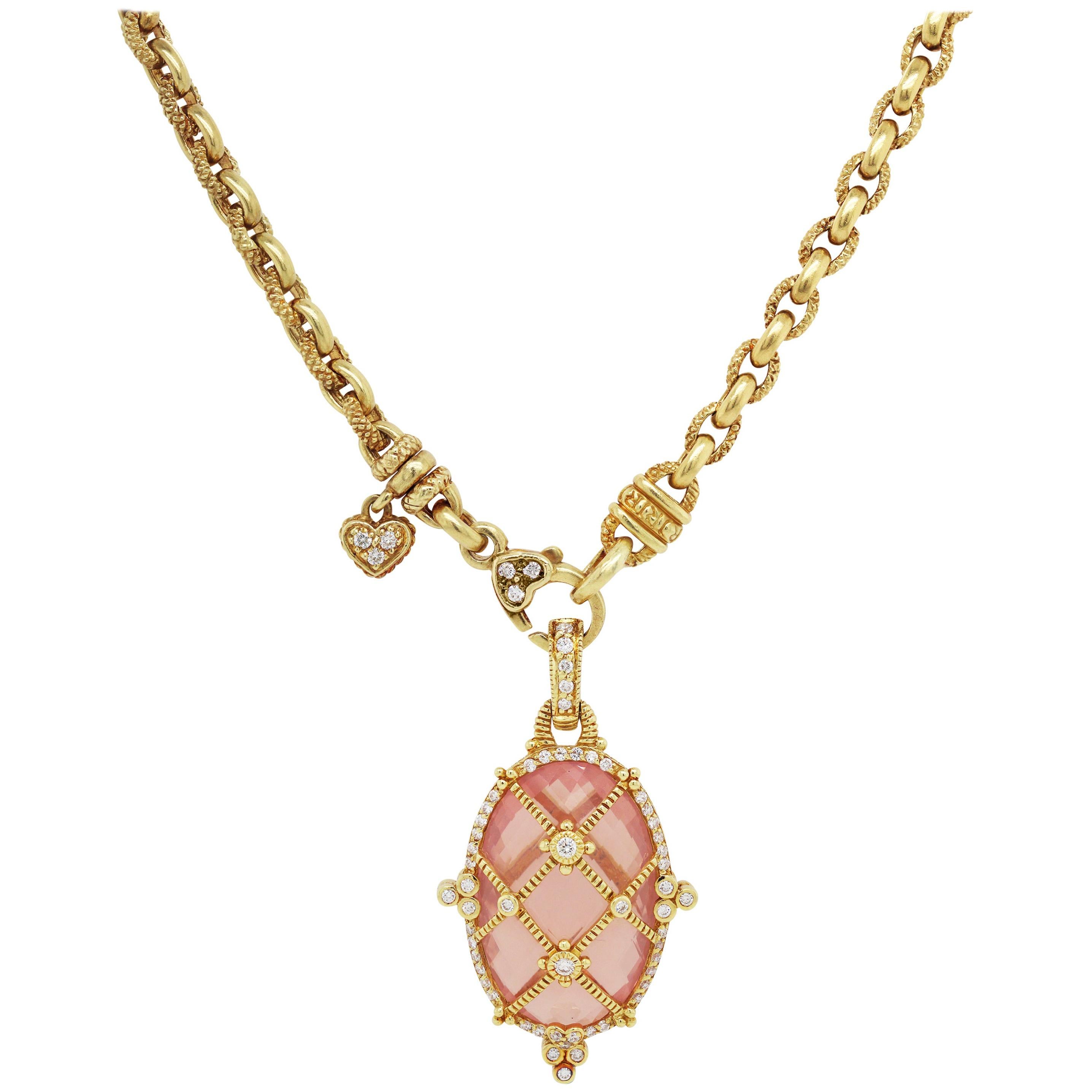 Judith Ripka Truffle Necklace with Gem-Set Diamond Ball Pendants at 1stdibs