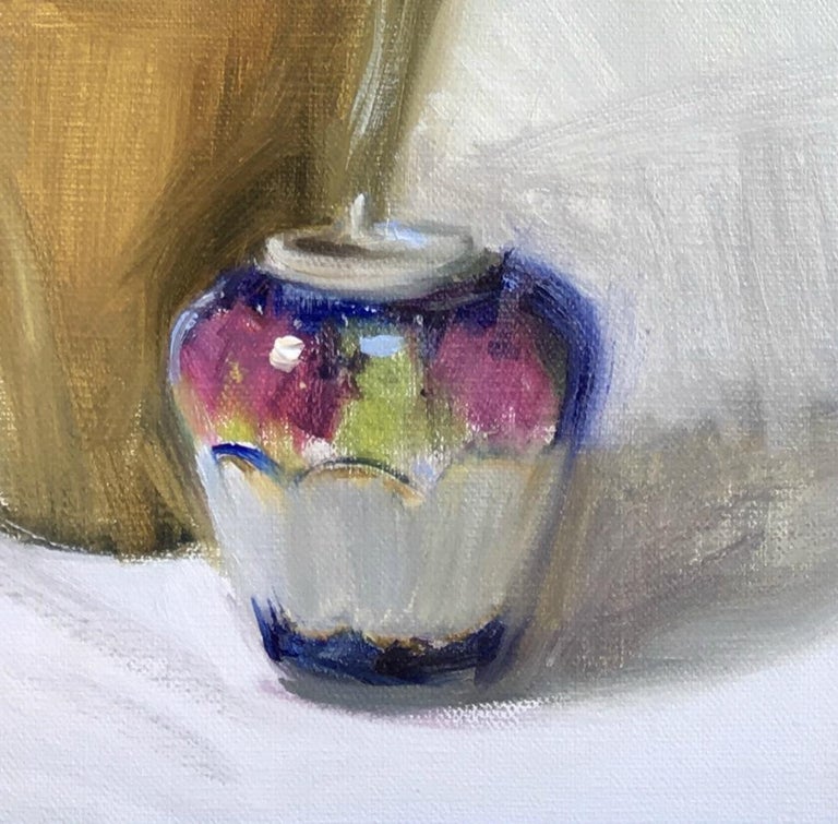 Judy Crowe - Irises and Two Vases, oil painting , American ...