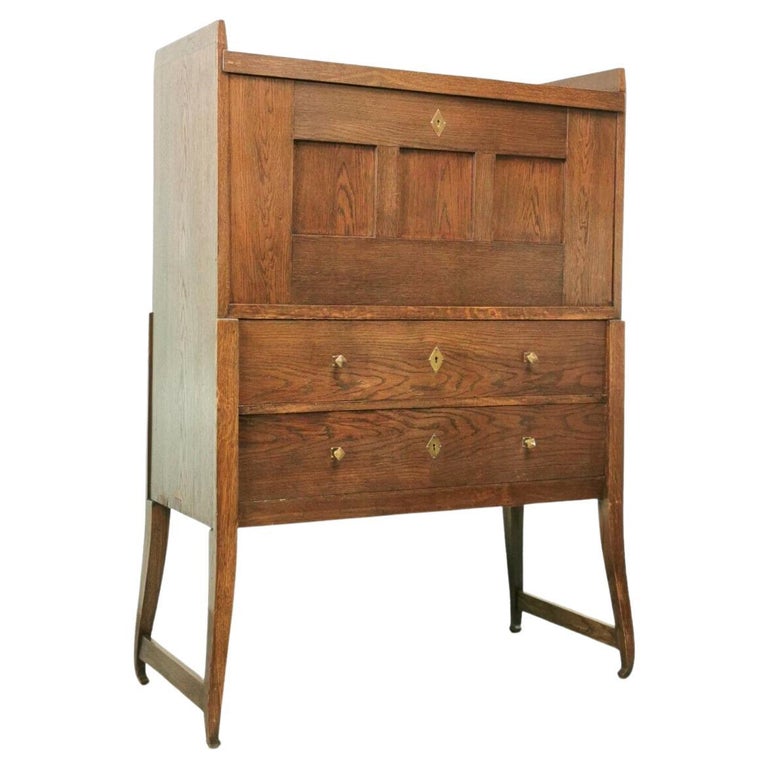 Jugendstil Art Nouveau Richard Riemerschmid Oak Fall Front Bureau ...