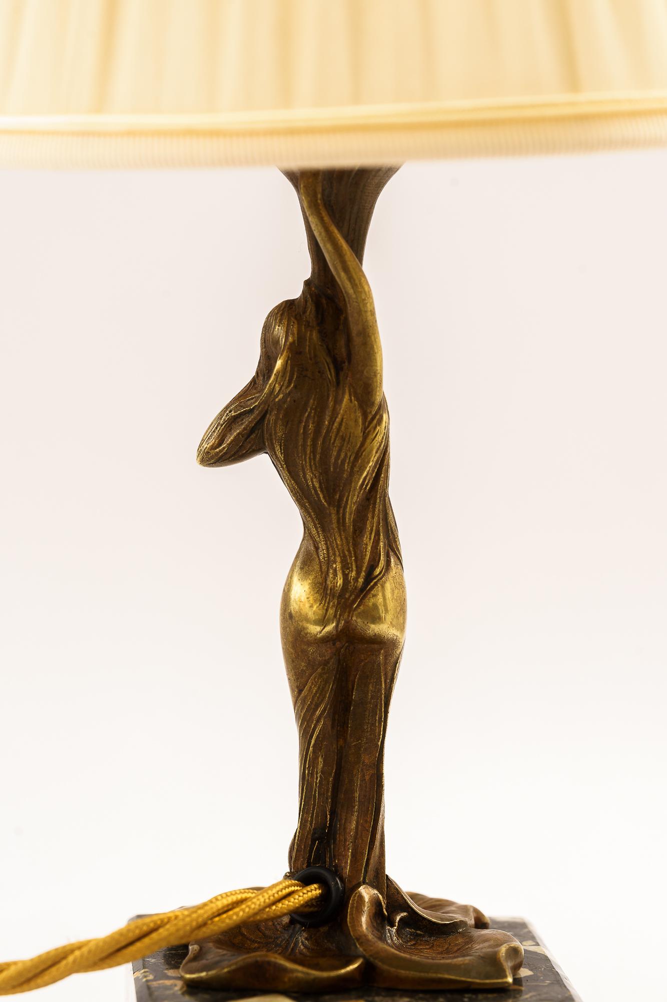 Jugendstil bronze table lamp with marble base vienna around 1908 For ...