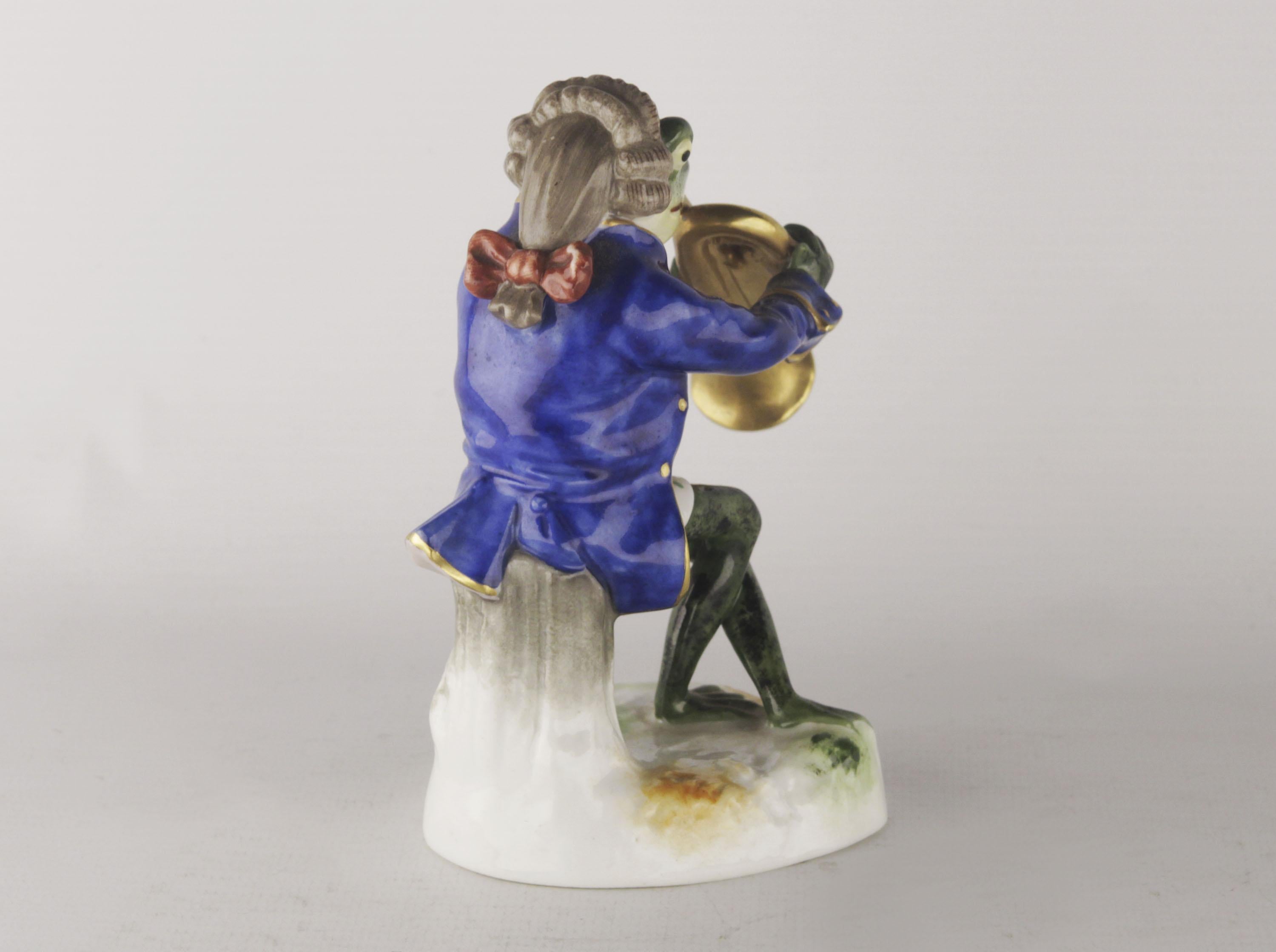 Jugendstil German Porcelain Figurine of a Brass Playing Frog by Goebel ...