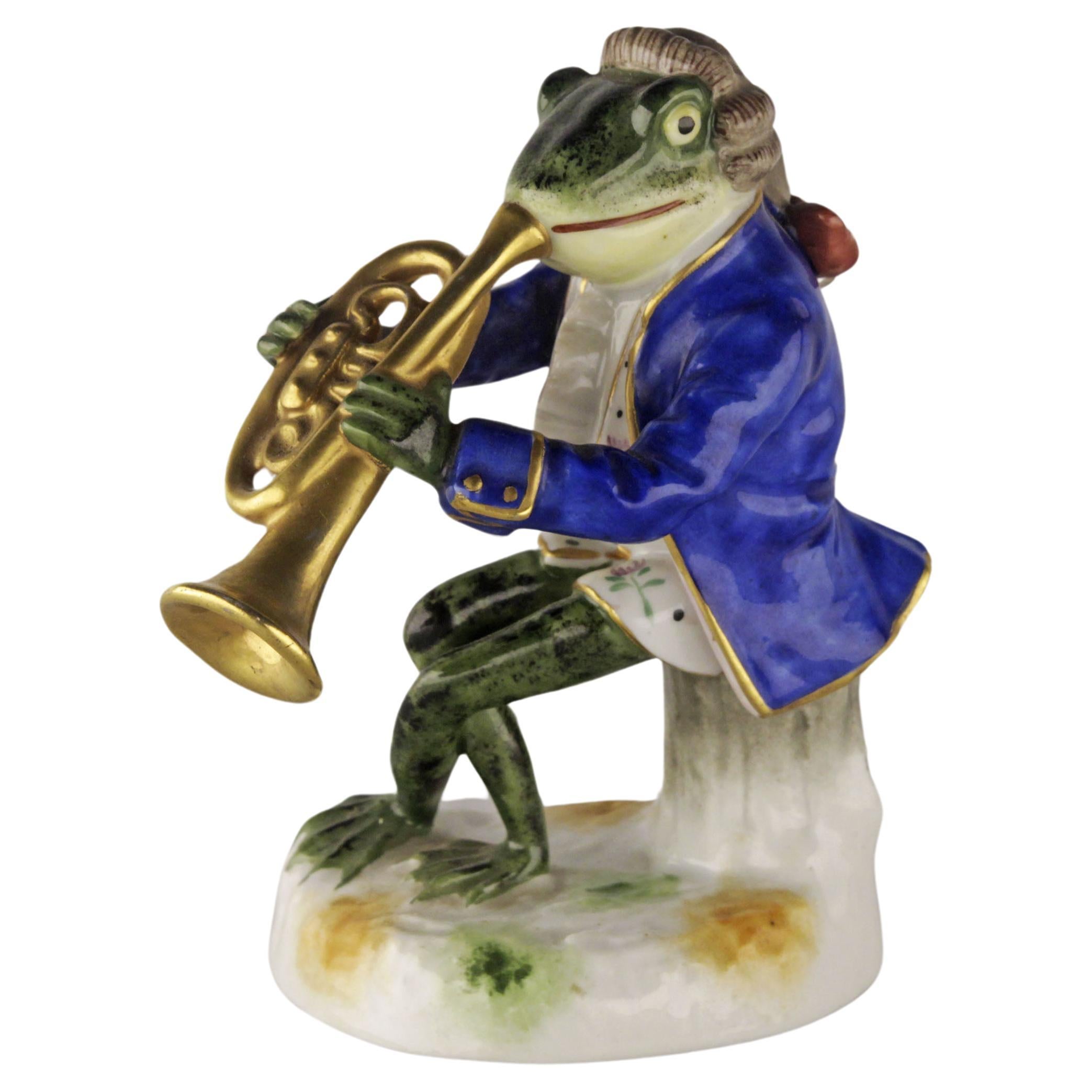 Jugendstil German Porcelain Figurine of a Brass Playing Frog by Goebel ...