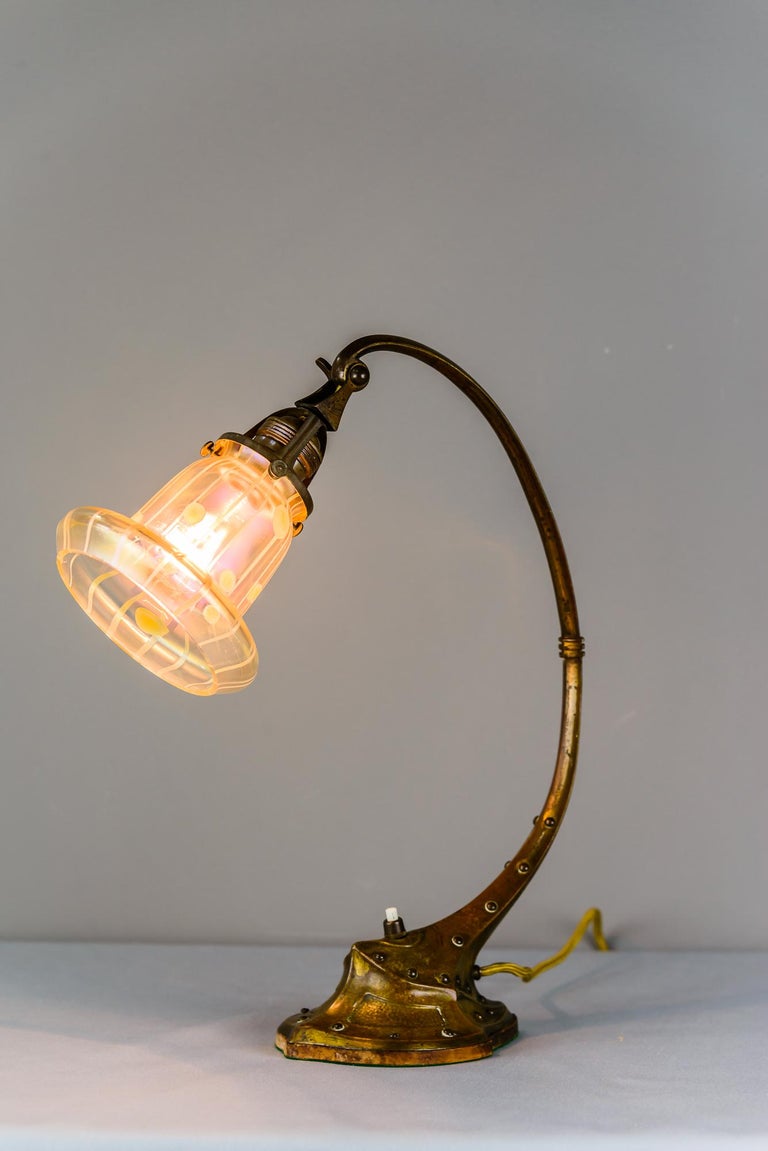 Jugendstil Table Lamp circa 1908 with Original Loetz Glass at 1stDibs