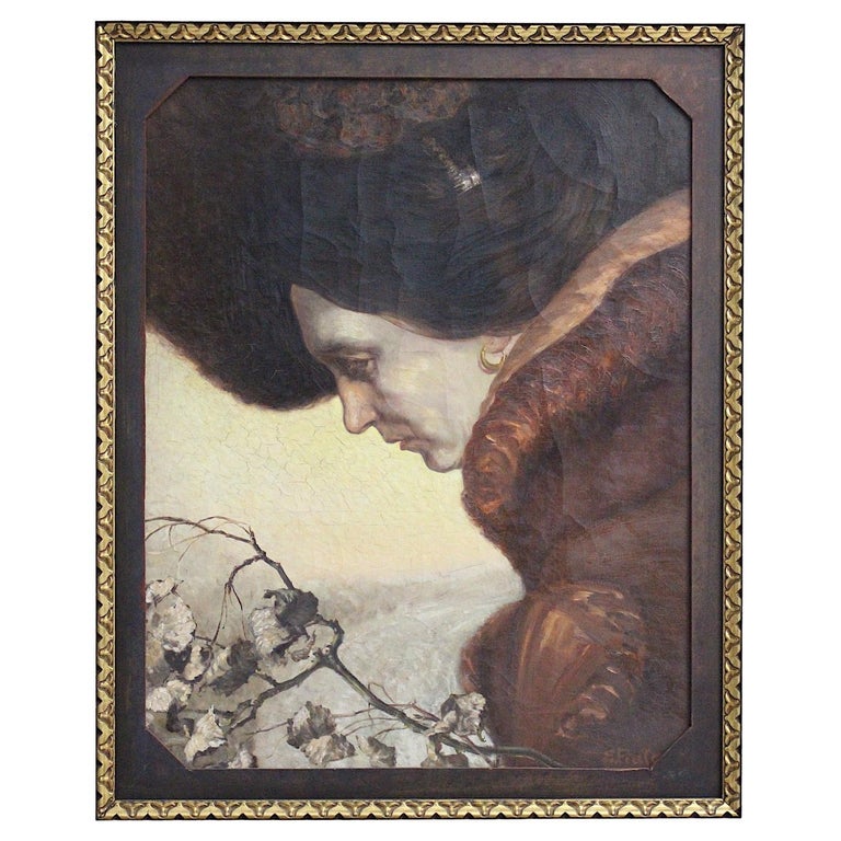Jugendstil Vintage Oil Canvas Painting Emil Fiala Late Autumn Time ...
