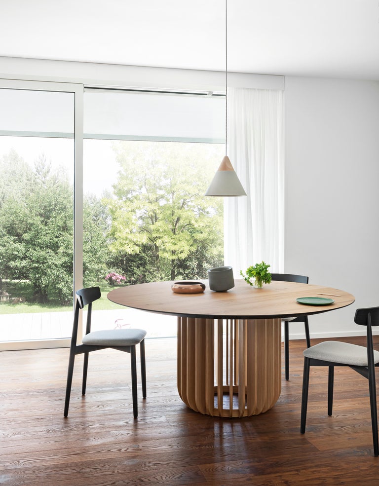 Customizable Juice Medium Round Table in Canaletto Walnut Base, Wood ...