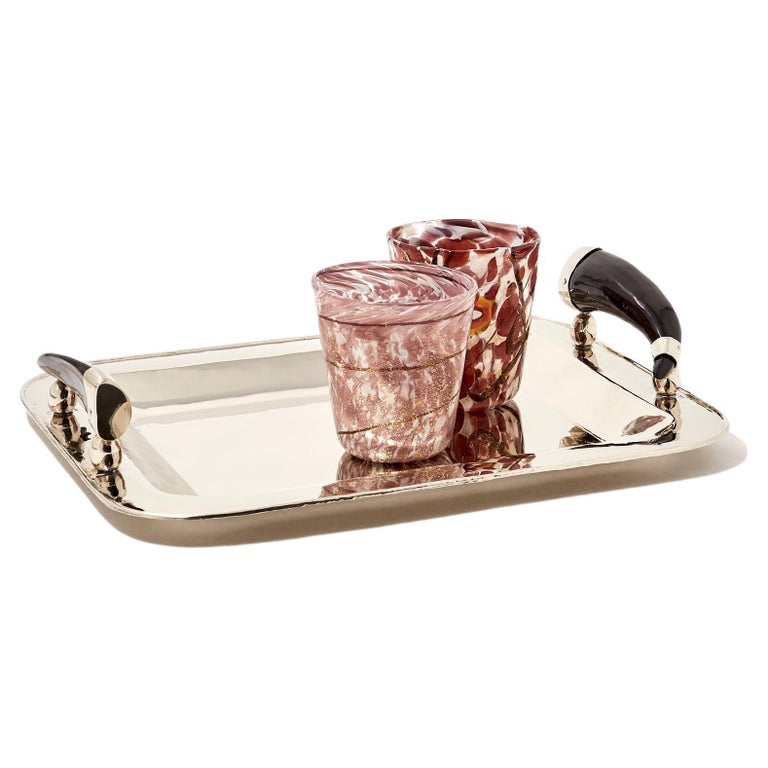 Jujuy Large Rectangular Alpaca Silver and Black Horn Tray For Sale at ...