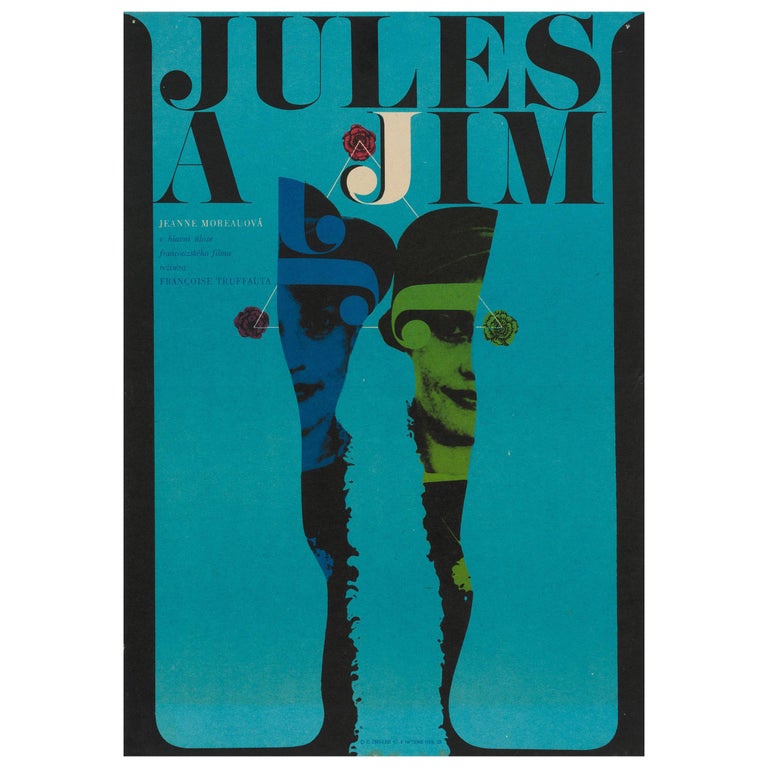 Jules and Jim Czech Film Movie Poster, Karel Vaca, 1967 Vintage Rare ...