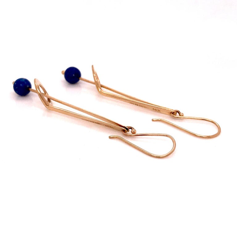 Jules Brenner Mid-Century Modernist 14 Karat Gold and Lapis Lazuli ...