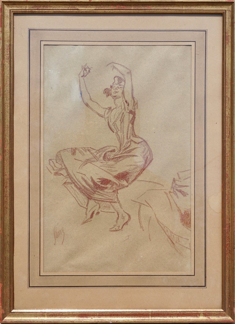 Jules Cheret Original Crayon Drawing, 1890 at 1stDibs