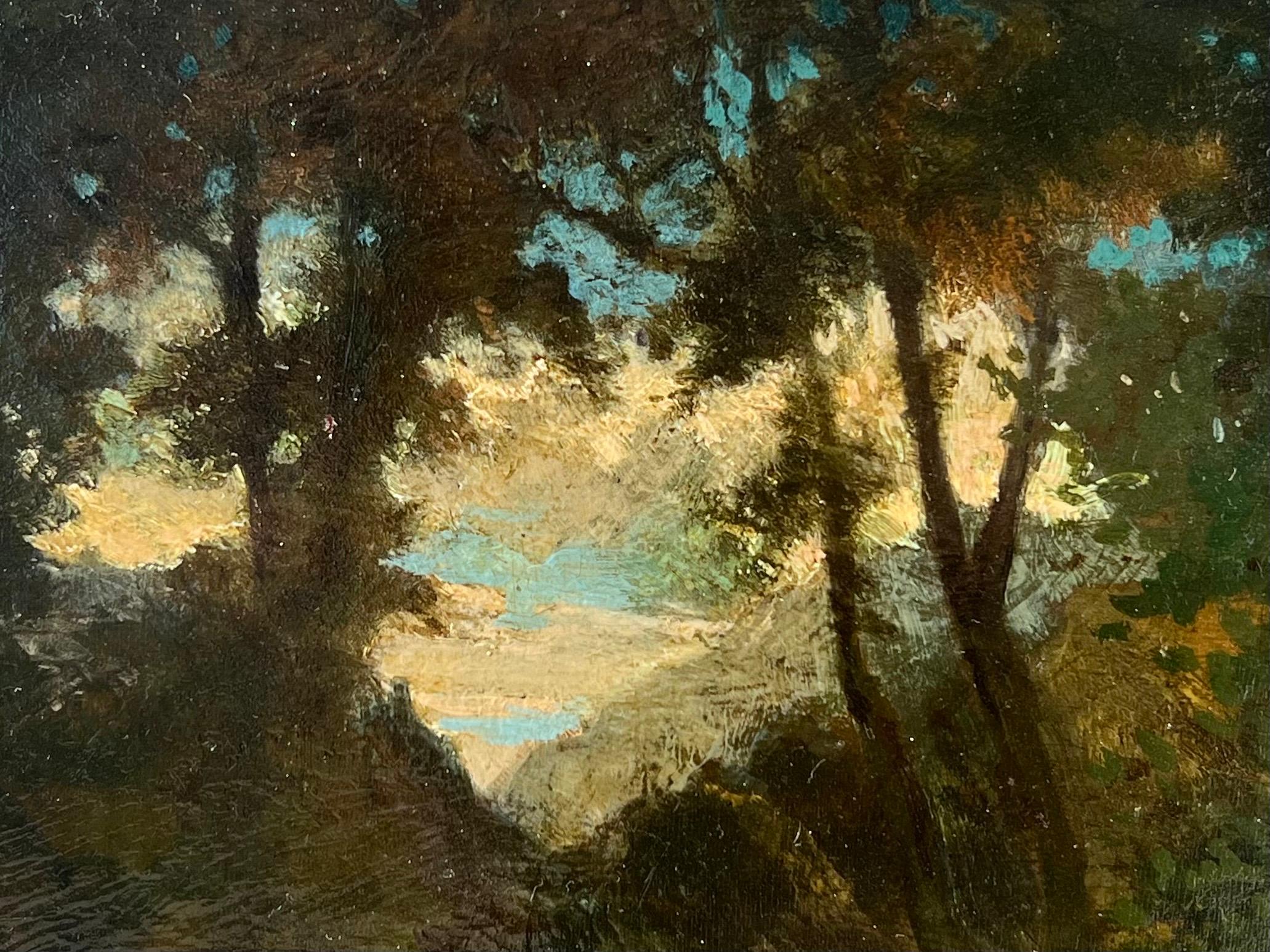 19th century French Barbizon school painting Elegant group outdoors For ...