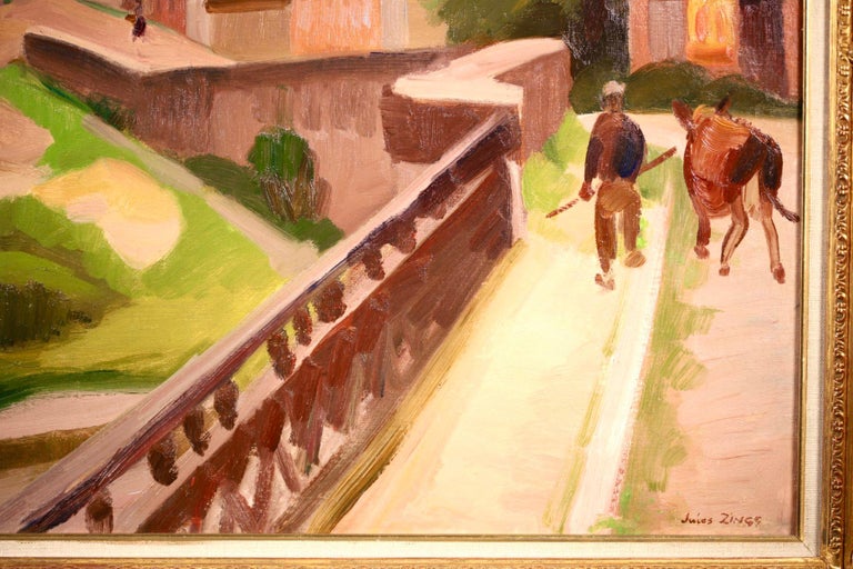 Jules Emile Zingg - Village in the Doubs - Modernist Oil, Figures in ...