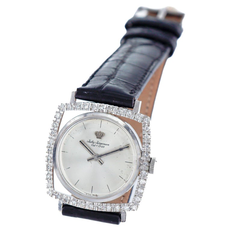 Jules Jurgensen 18 Karat Solid Gold Midcentury Dress Watch with Diamond ...