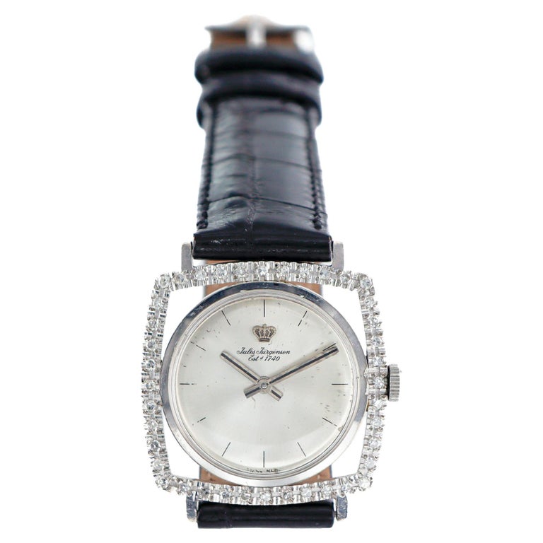 Jules Jurgensen 18 Karat Solid Gold Midcentury Dress Watch with Diamond ...