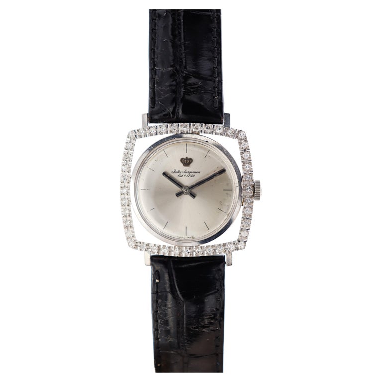 Jules Jurgensen 18 Karat Solid Gold Midcentury Dress Watch with Diamond ...