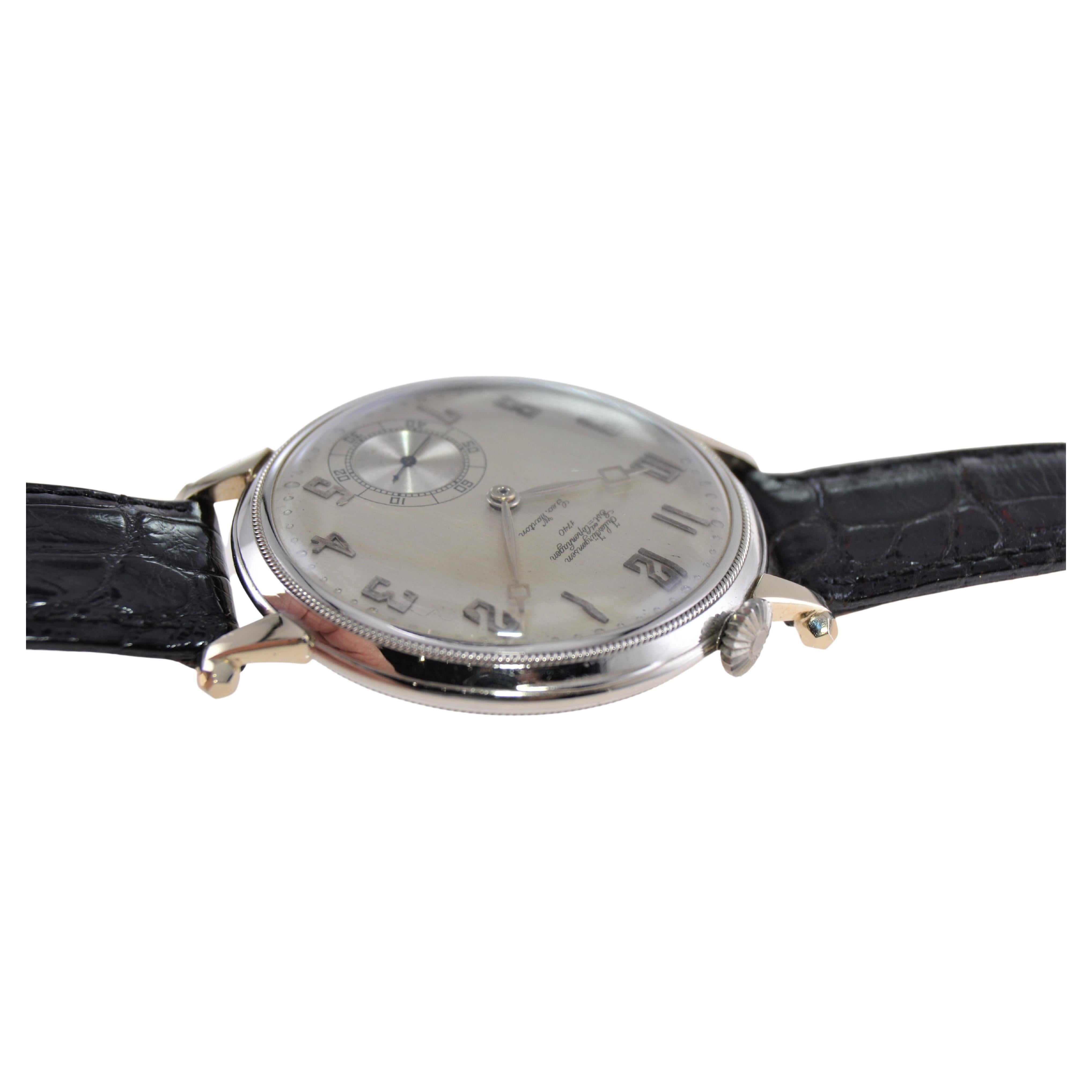 Jules Jurgensen 18Kt. White Gold Art Deco Driver's Style Manual Watch ...