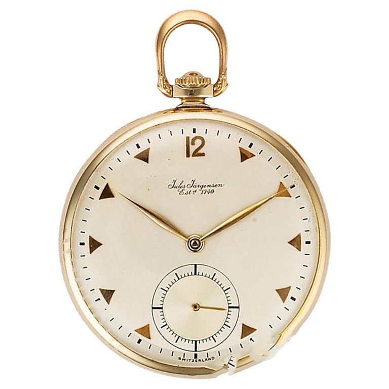 Jules Jurgensen Pocket Watch 14k Yellow Gold Manual Watch For Sale at ...