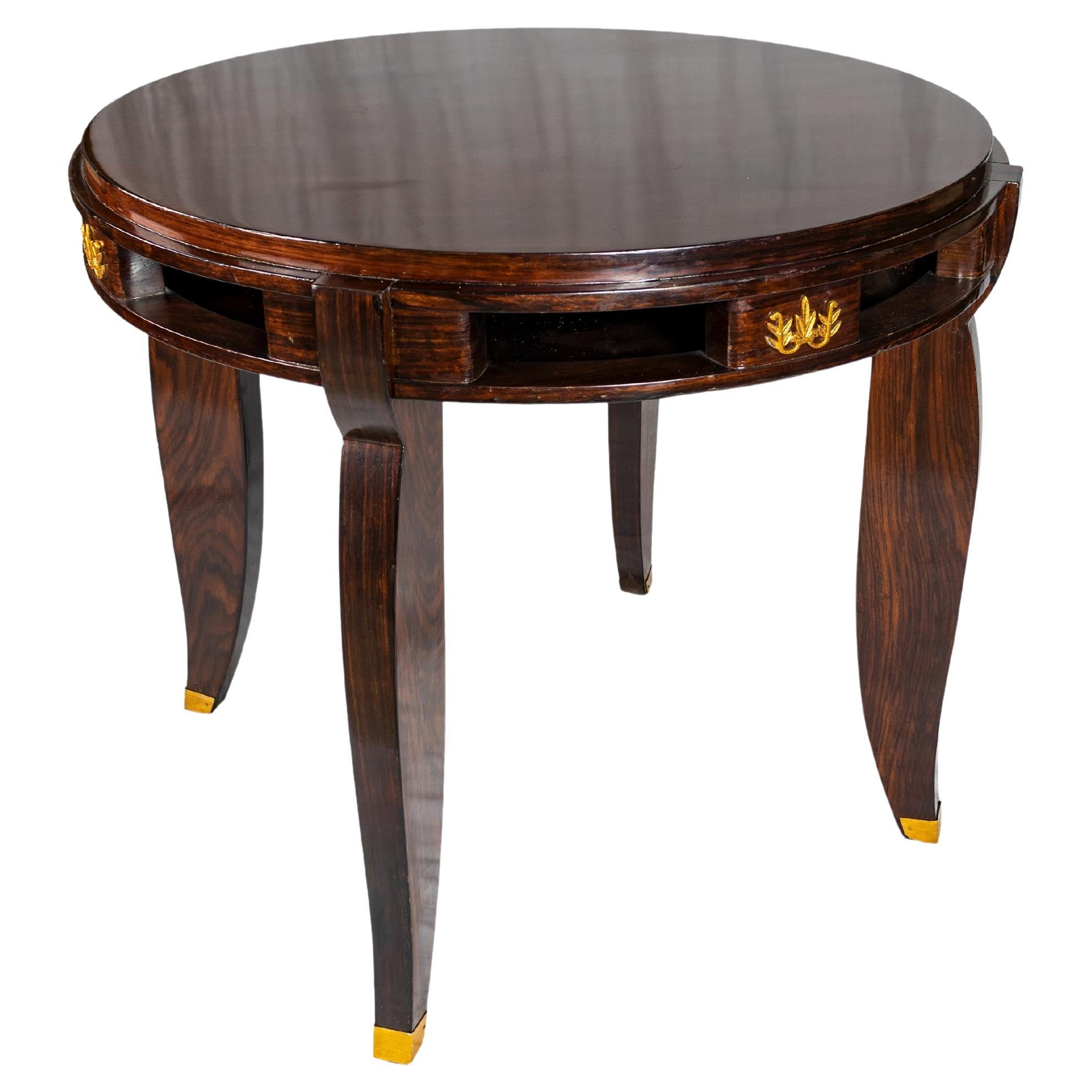 Jules Leleu Golden Round Table For Sale at 1stDibs