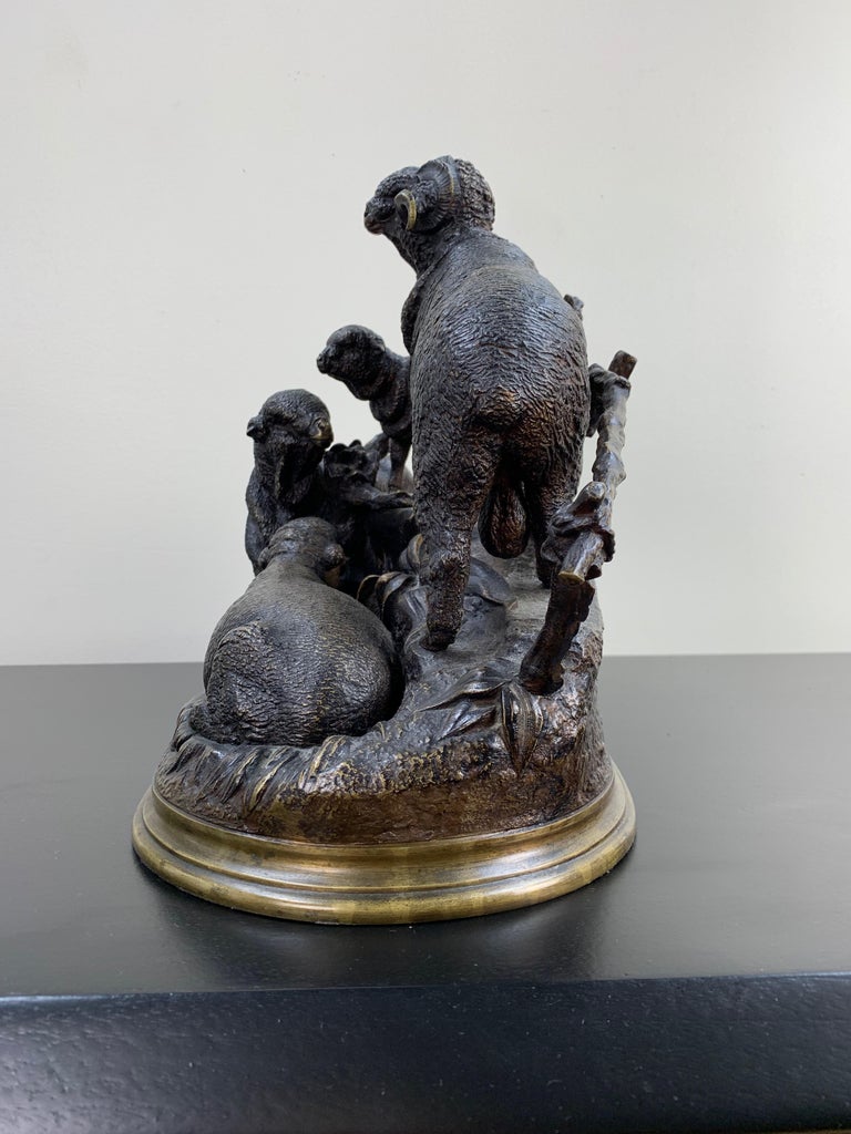 Jules Moigniez Bronze Sculpture of Three Sheep and a Lamb For Sale at ...