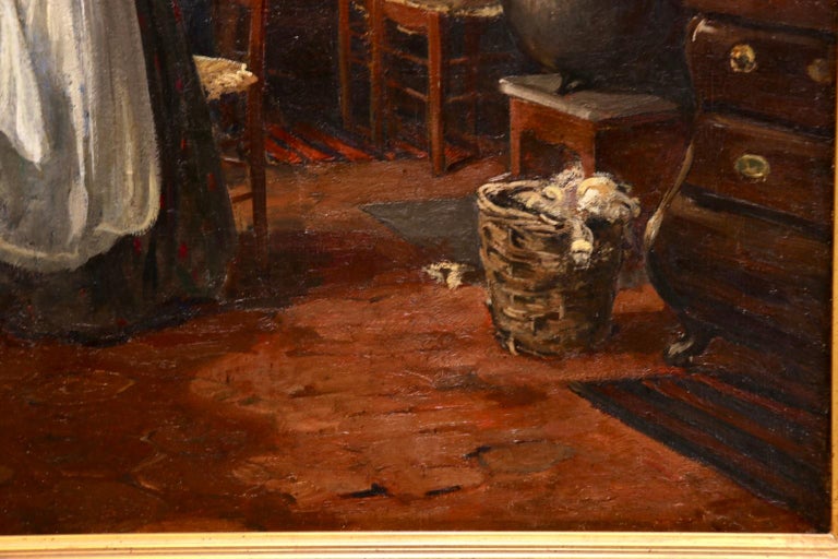 Jules Pages - A Breton Lunch - 19th Century Oil, Figures in Interior by ...