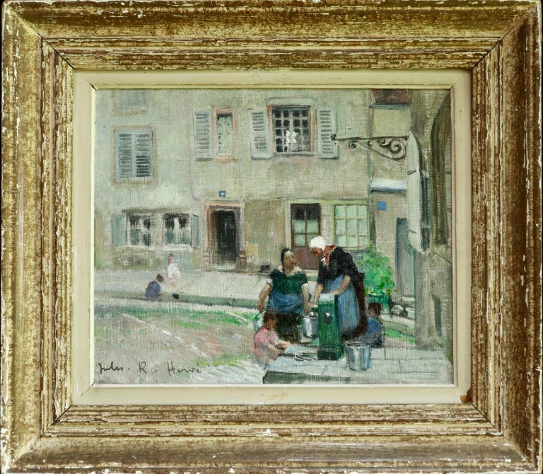 Jules René Hervé - At the Well - Impressionist Oil, Figures in ...