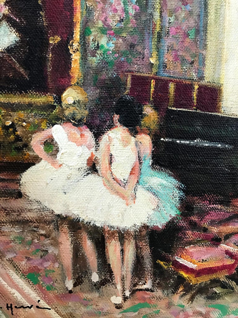 Jules René Hervé - "Ballerinas" French Impressionistic Interior Scene ...
