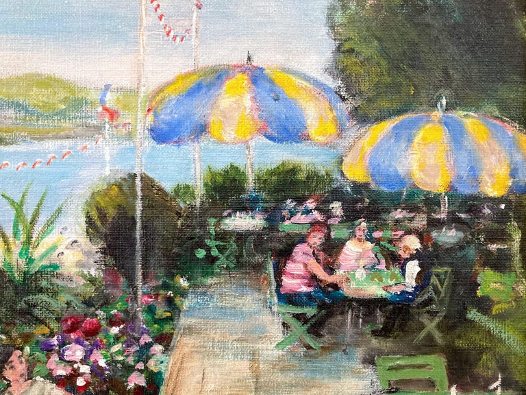 Jules René Hervé - "Cafe by the Beach in the Summer" Impressionist Oil ...