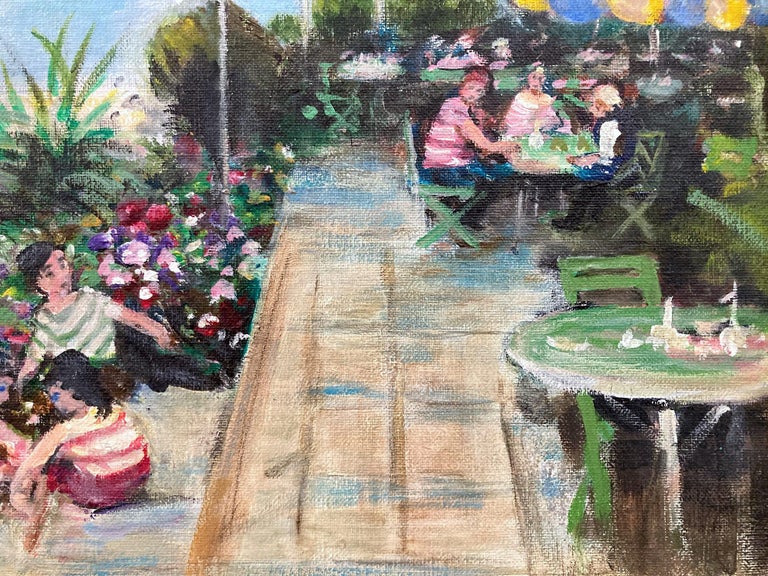 Jules René Hervé - "Cafe by the Beach in the Summer" Impressionist Oil ...