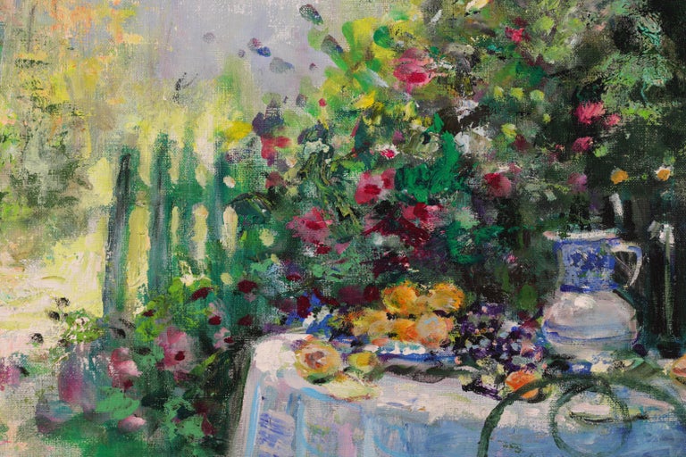 Jules René Hervé - Huile impressionniste « Dans le jardin », paysage de ...