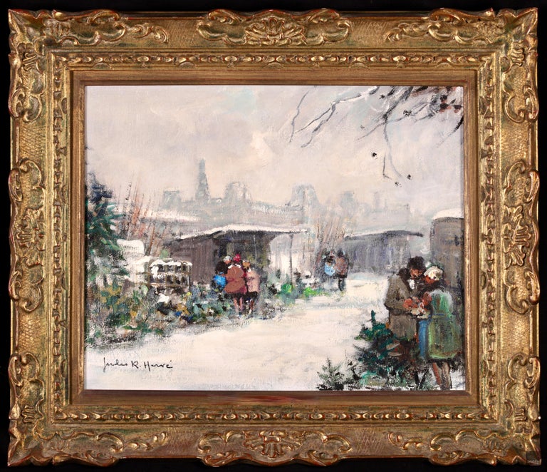 Jules René Hervé - L'arbre de noel - Impressionist Oil, Figures in ...