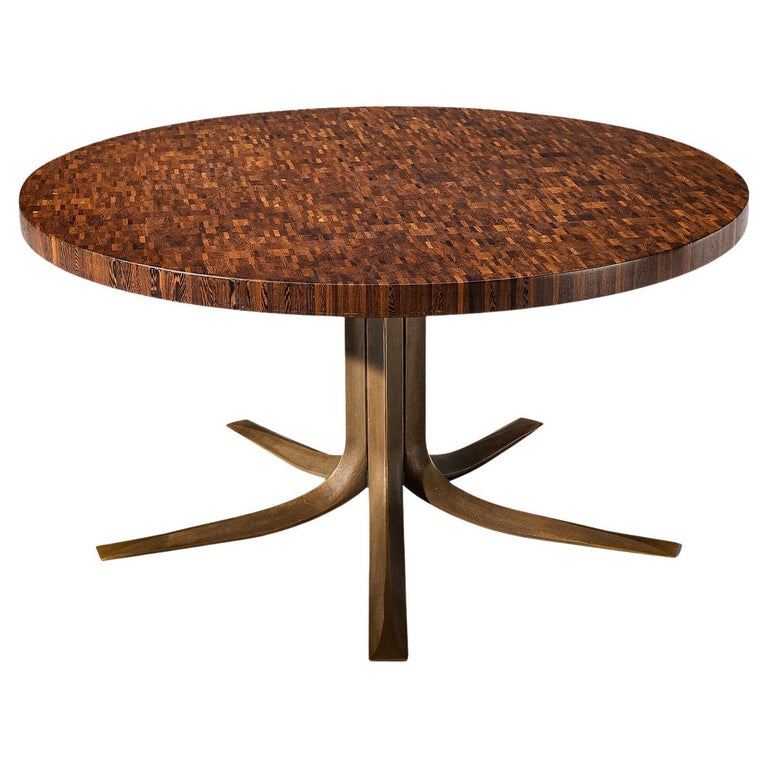 Jules Wabbes Center Table in Wengé and Bronze For Sale at 1stDibs