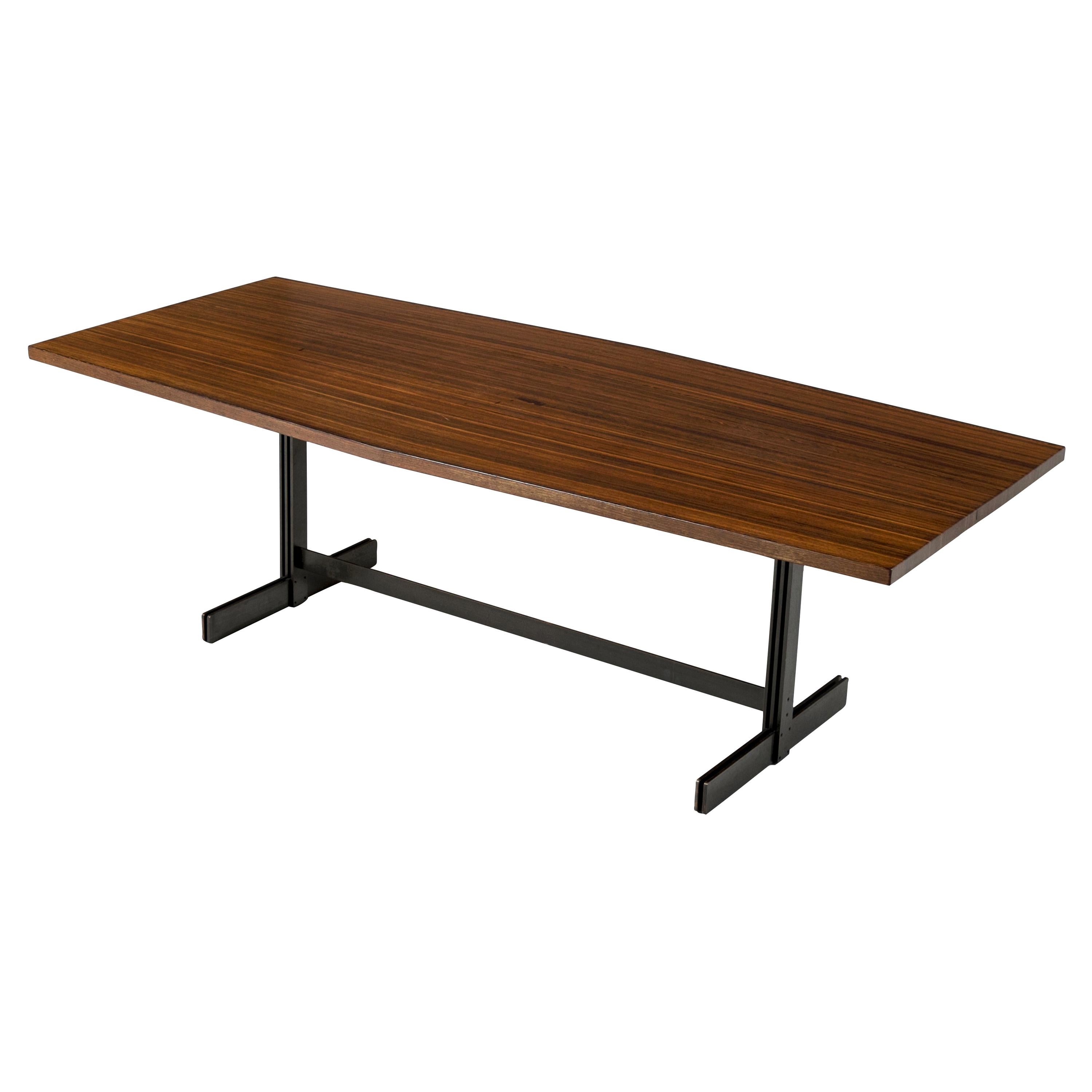 Large Jules Wabbes Wenge Table with Hexogonal Frame For Sale at 1stDibs