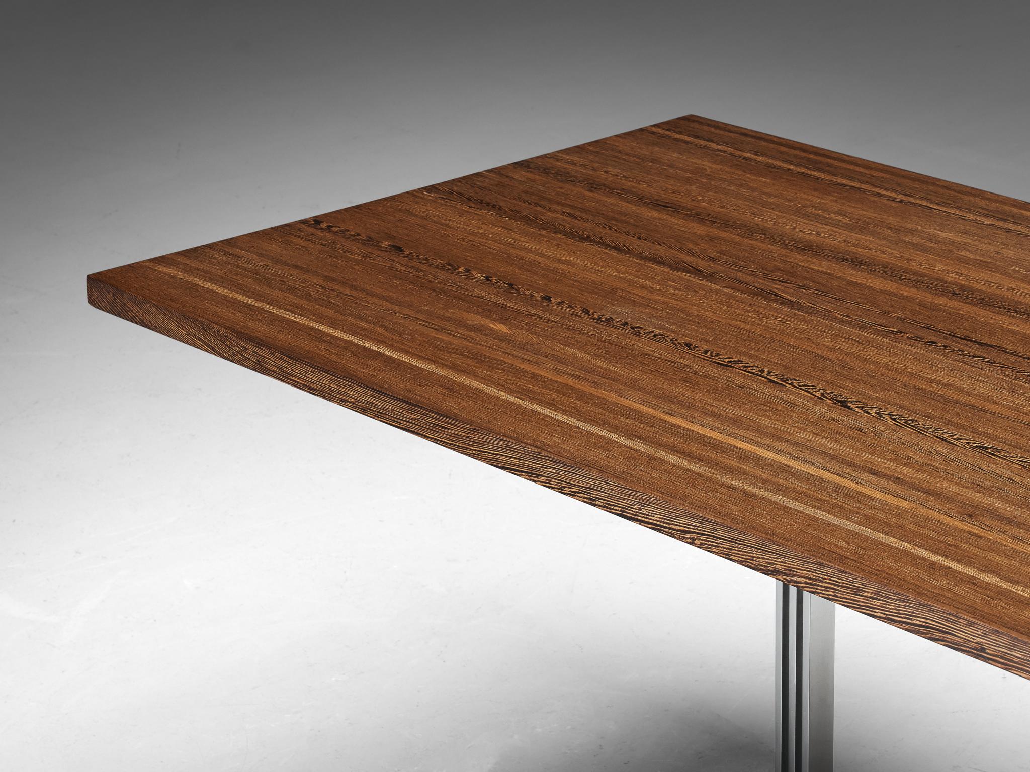 Jules Wabbes 'Tonneau' Writing or Dining Table in Solid Wengé and Steel ...