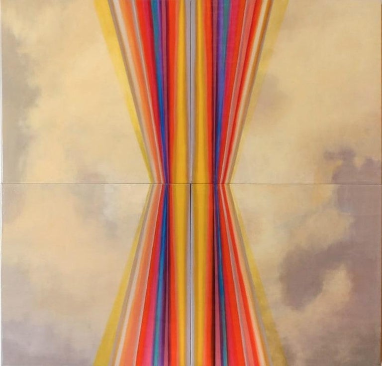 Julia San Roman - Abstract Oil and Resin Quadriptych, "Oblique ...